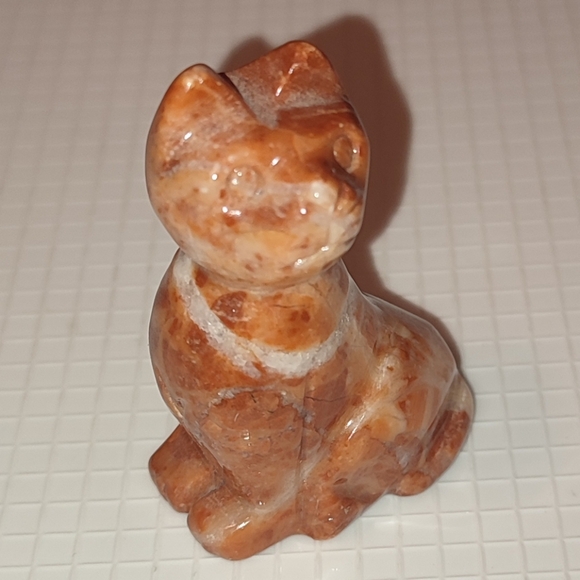 Vintage | Art | Vintage Orange Marbled Cat Figurine Natural Stone ...